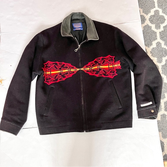 Pendleton | Jackets & Coats | Pendleton Leather Collar Wool Bomber ...